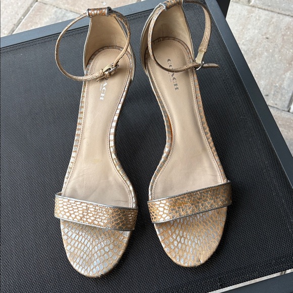 Coach | Shoes | Coach Marci Metallic Snake Skin Heels | Poshmark
